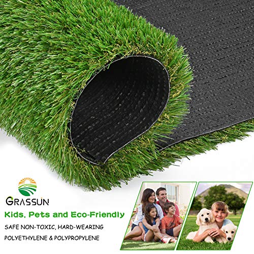 GRASSUN Realistic Artificial Grass Turf 3 FT x 5 FT, 5 Tone Fake Faux ...