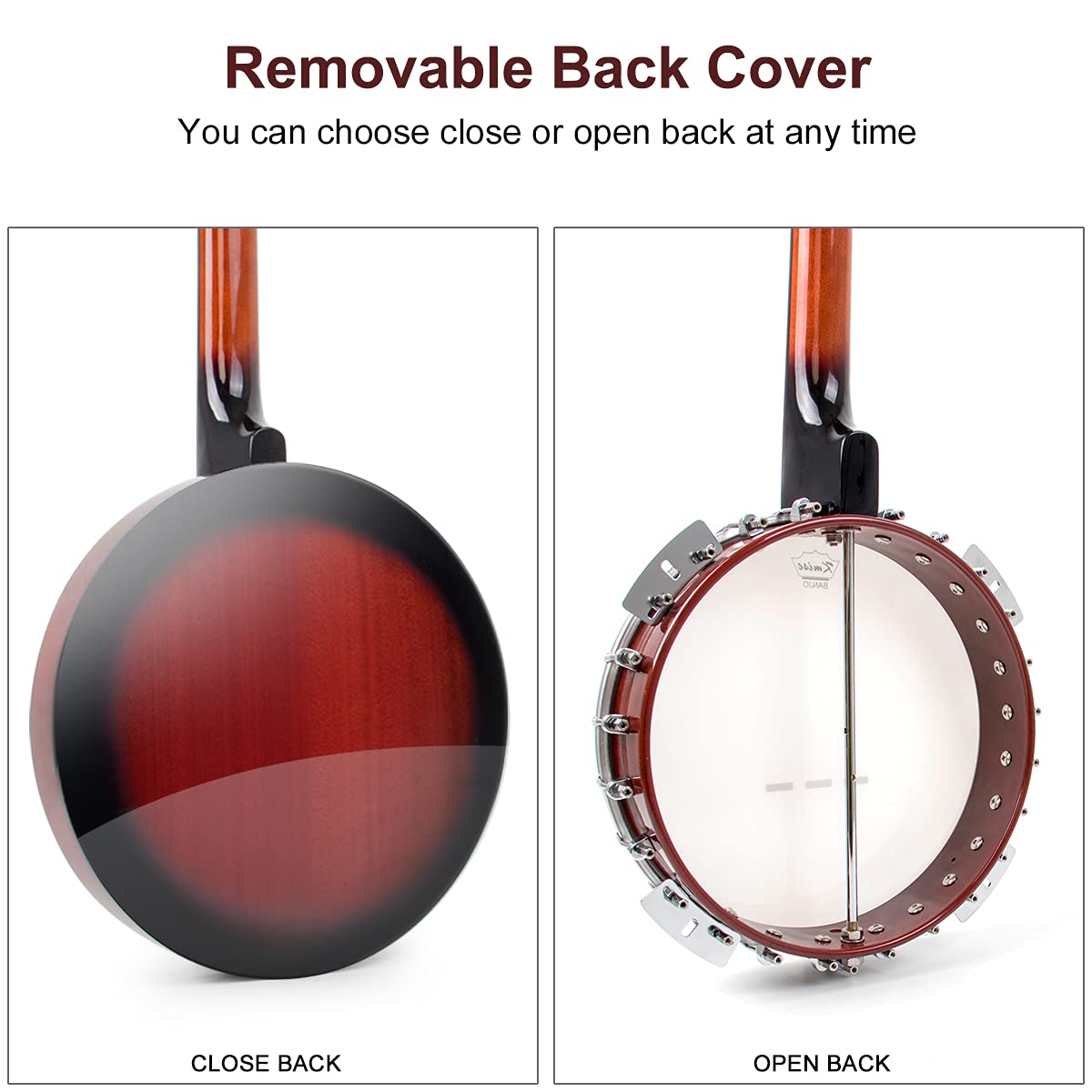 Kmise Banjo 5 String Banjos,Professional Full Size 38 Inch Open Or ...