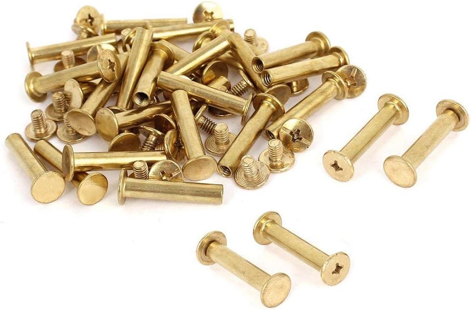 INCREWAY 30 Sets Binding Chicago Screws, 5mm x 25mm Brass Plated ...