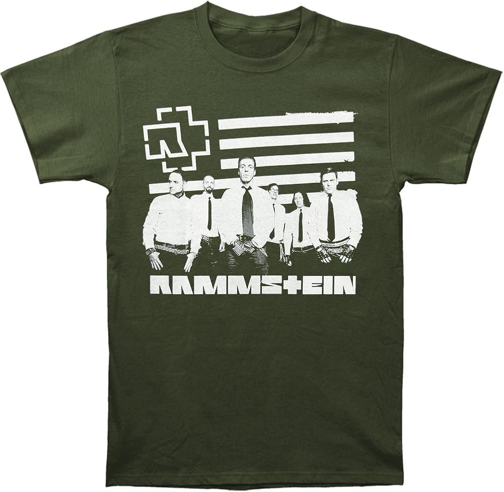 Rammstein Men's Logo & Stripes T-shirt XX-Large Army: Amazon.co.uk ...