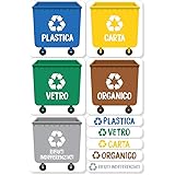 Pack di 5 Cartelli adesivi 20x30 cm raccolta differenziata per rifiuti ...