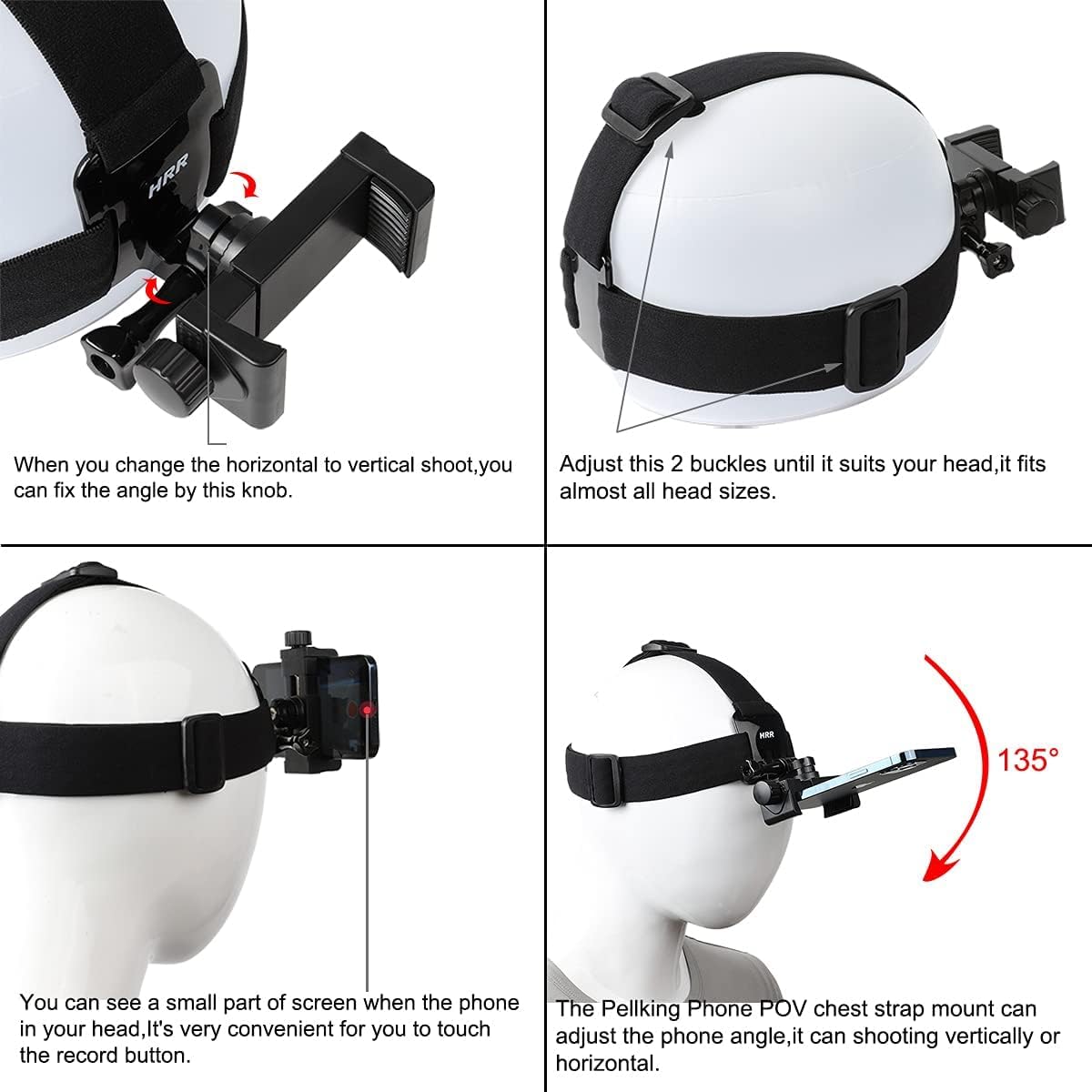 Mua Pellking POV/Vlog Smartphone Head Strap Mount Selfie Neck Holder ...