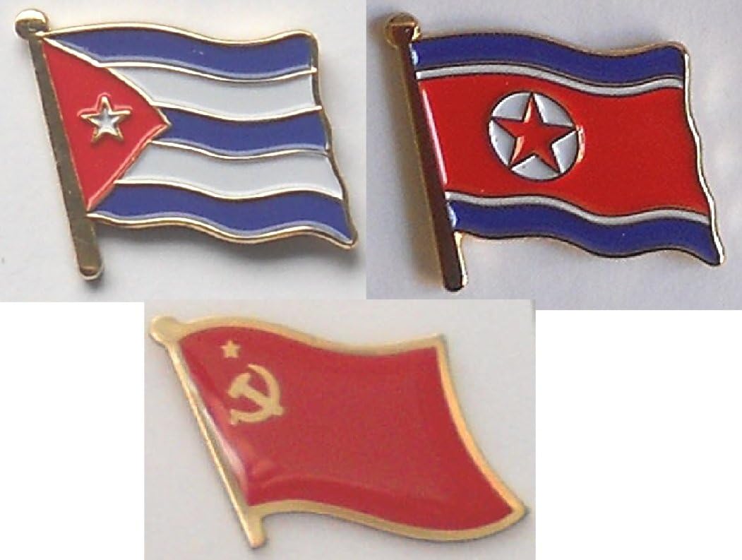 3 X Socialist Communist Marxist Flag Pin Badges CUBA / Soviet Union ...