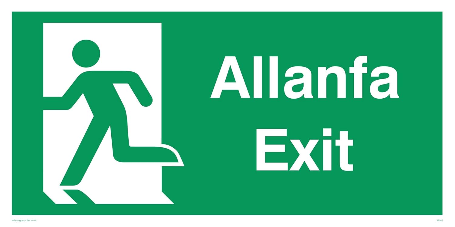 Viking Signs SB941-L42-3M Left”Allanfa Exit” Sign, 3 mm Rigid Plastic ...