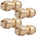 SharkBite 1/2 Inch Push Cap, Pack of 4, Push to Connect Brass Plumbing ...