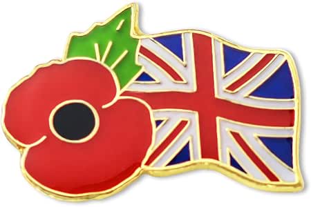 Amazon.com: Poppy & Union Flag Enamel Lapel Pin Badge 1": Garden & Outdoor