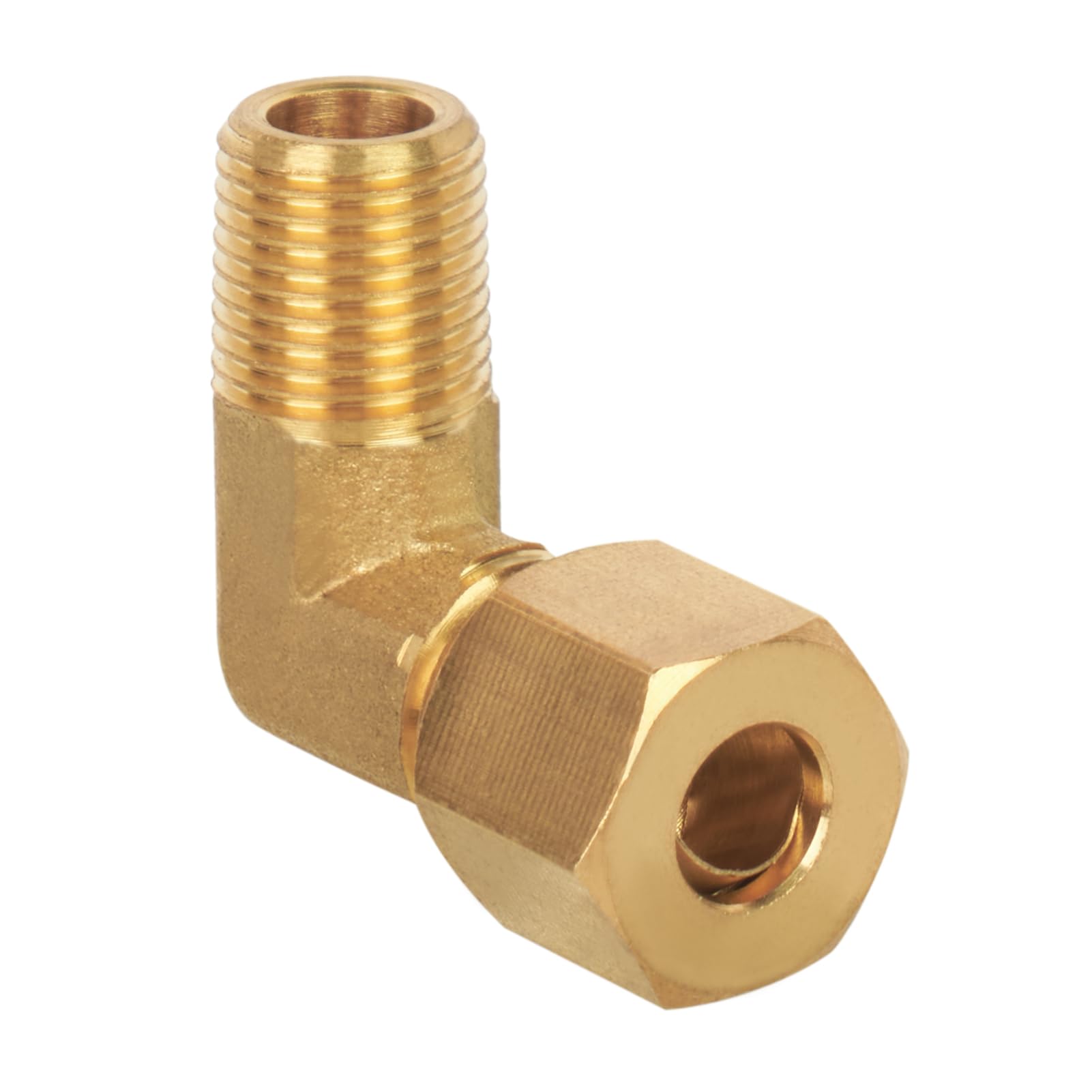 JUWO Brass Compression Tube Fitting, 90 Degree Elbow, 1/8" NPT Male × 1 ...