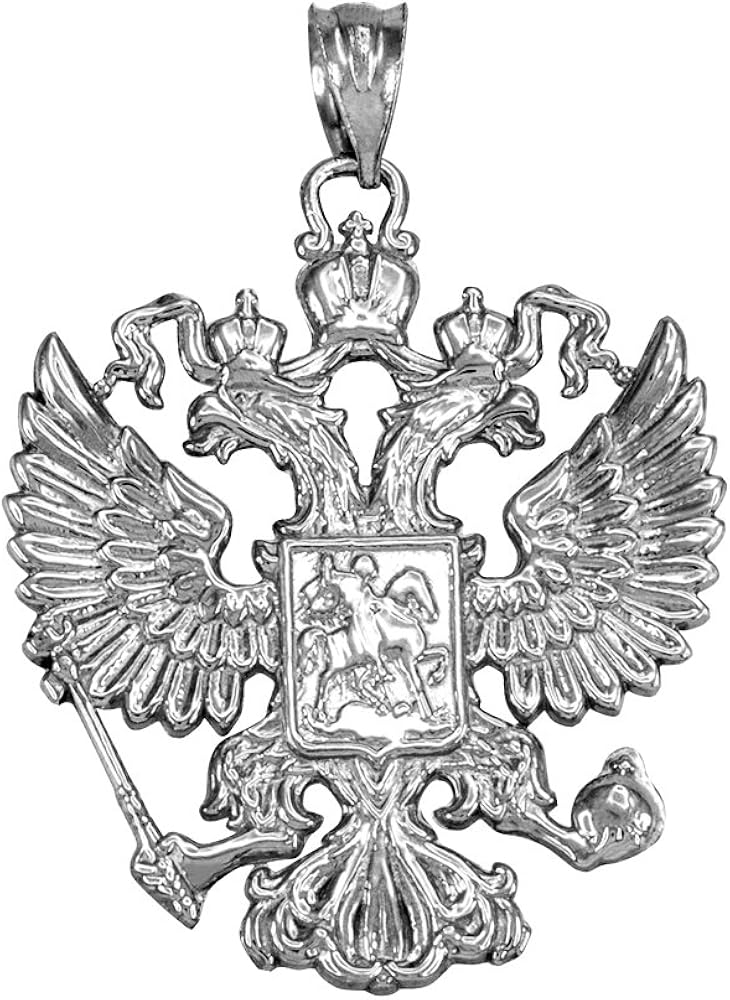 Amazon.com: Sterling Silver Russian Coat of Arms Double-Headed Eagle ...