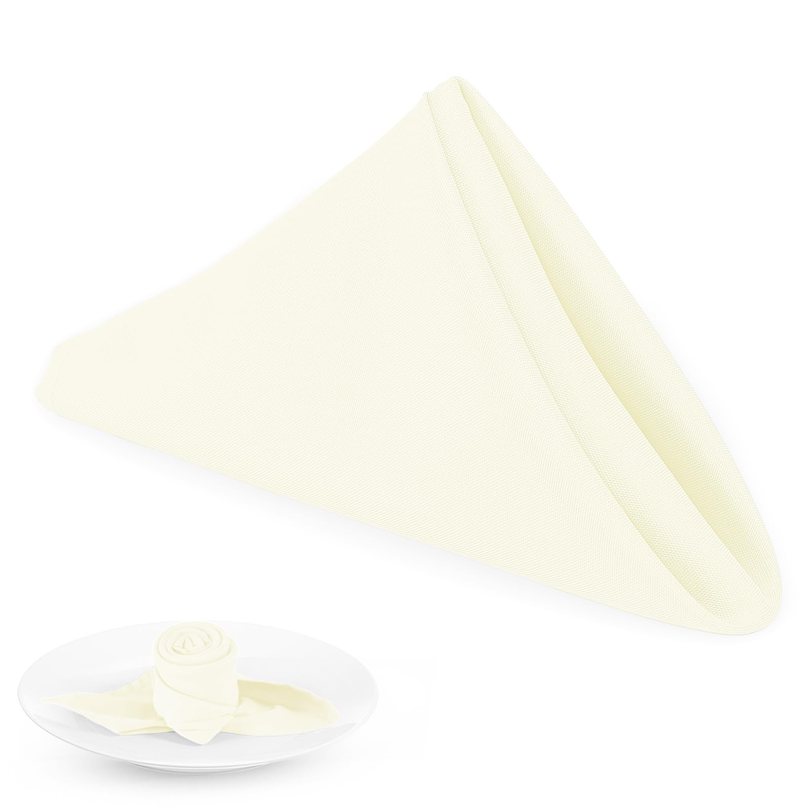 PLOYMONO Ivory Heavy Duty Cloth Napkins - 17 x 17 Inch Solid Washable ...