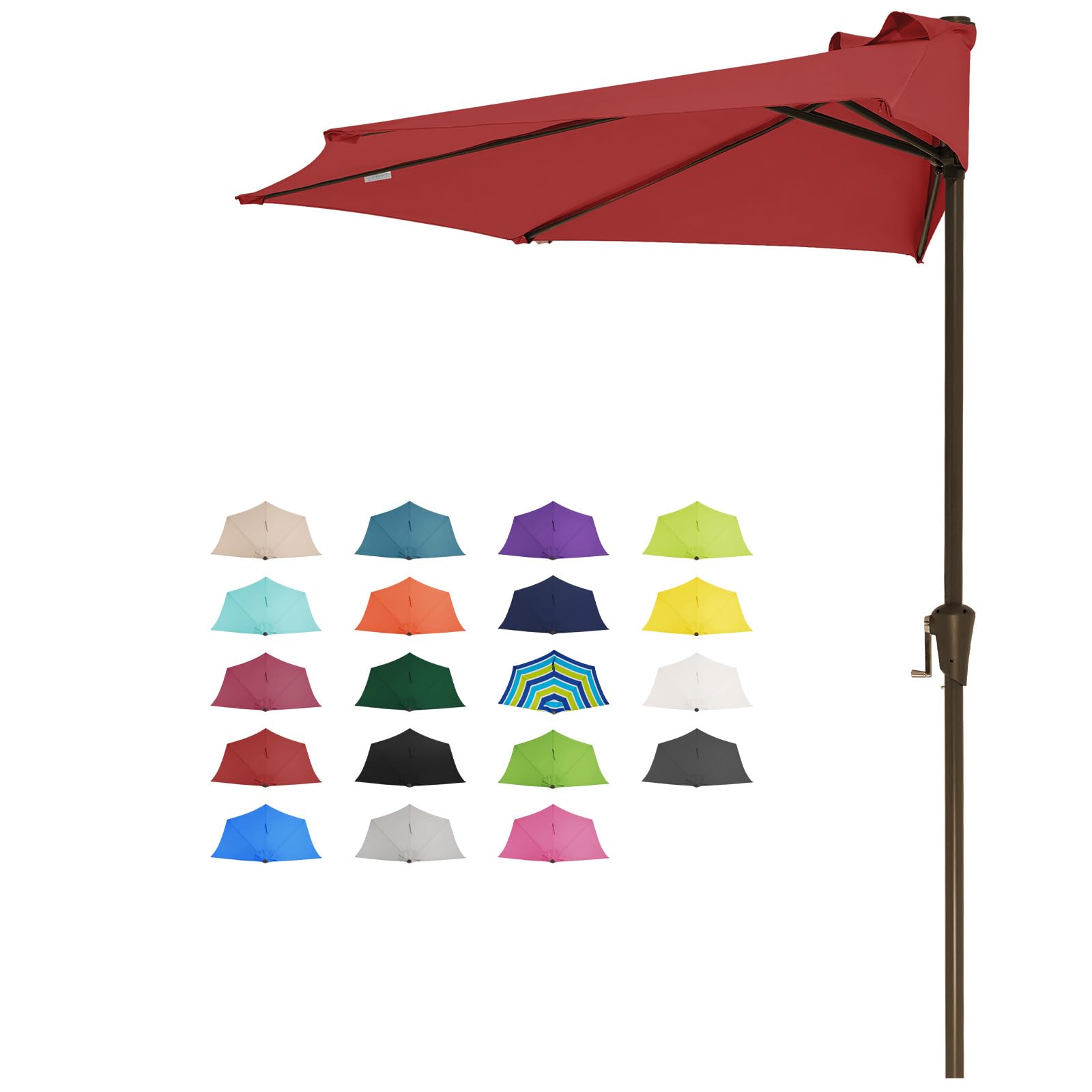 JEAREY 9ft Half Umbrella Outdoor Patio Umbrella Market Umbrella with ...