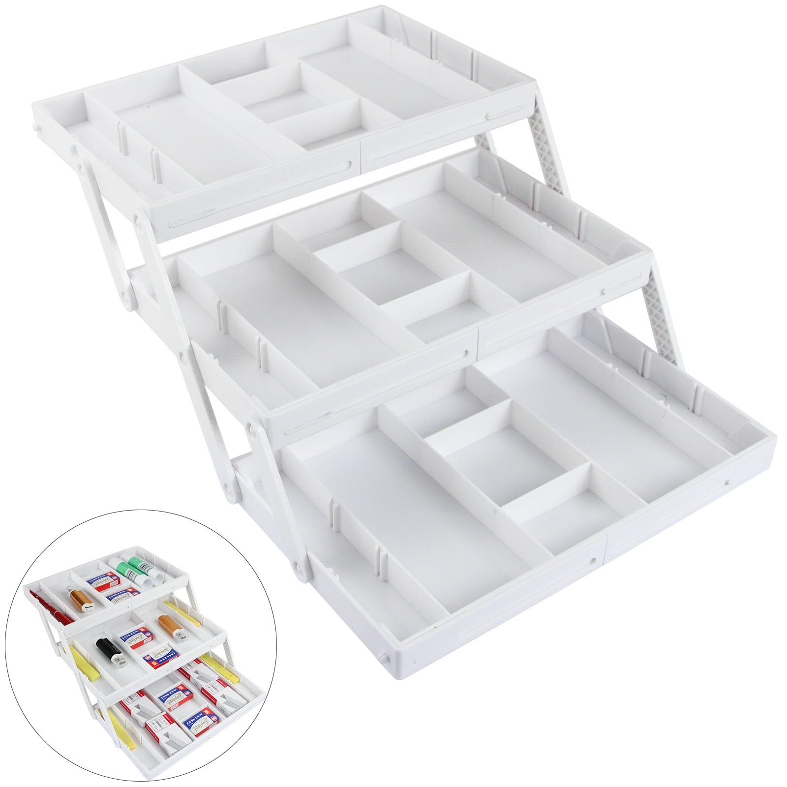 LZLAQ multi level smart drawer organizer, 3-Tier Expandable Multi-Level ...