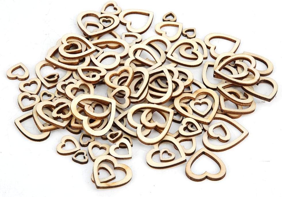Amazon.com: 200Pcs Hollow Heart Shape Wood Craft, Unfinished Wooden ...