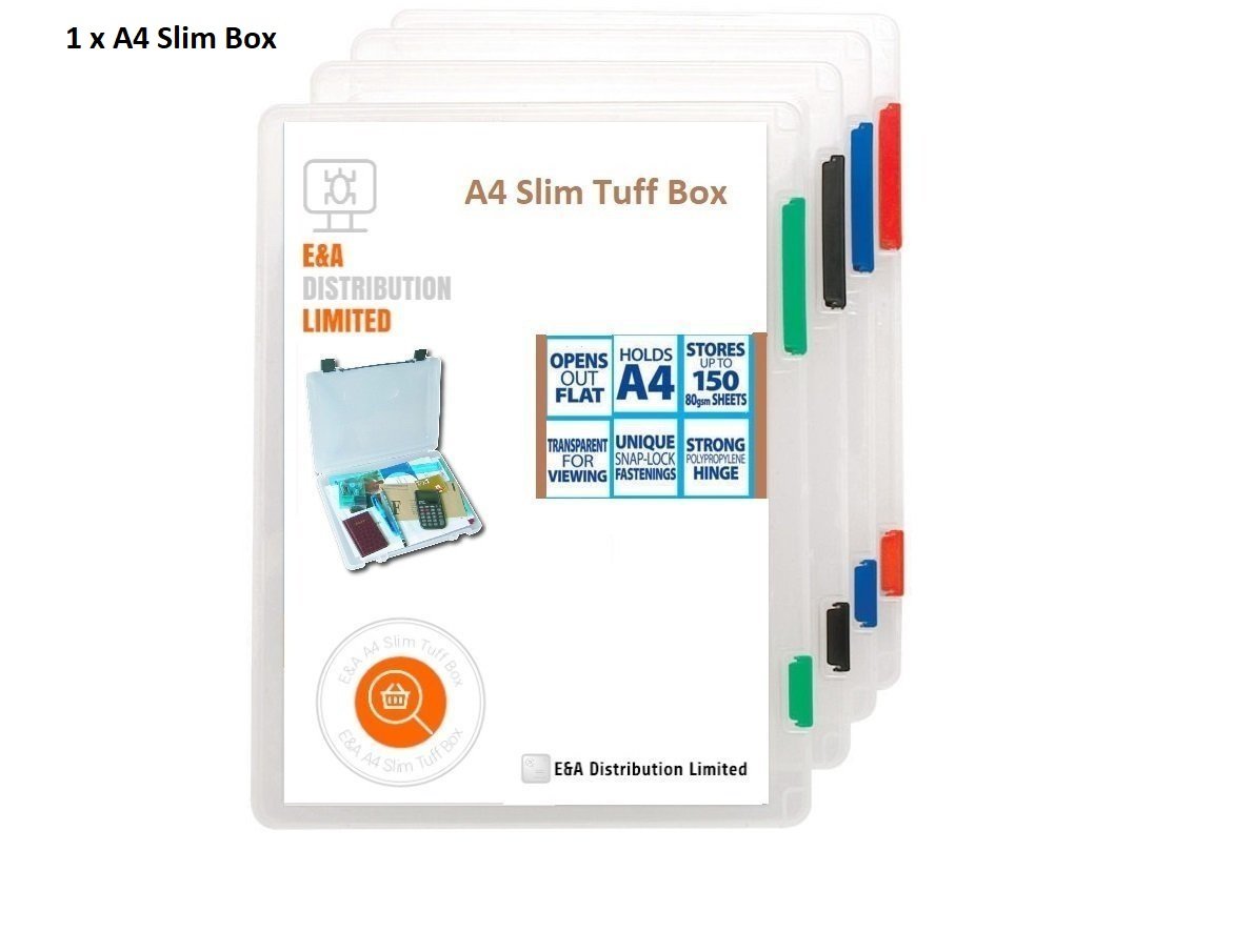 A4 Slim Clear Tuff Storage Box Multi-Purpose Organiser Utility Files By E&A Distribution Limited ...