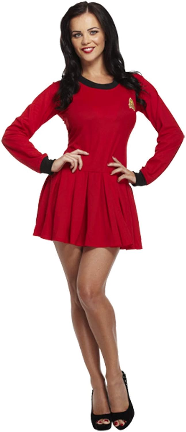 Deluxe Womens RED Space TIME Traveller Star Trek Dress Fancy Dress ...