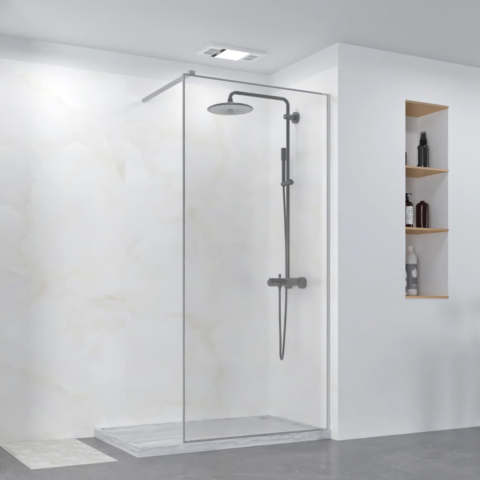 Mersviton Fixed Shower Glass Panel,36 in.W x 74 in.H Framed Shower ...
