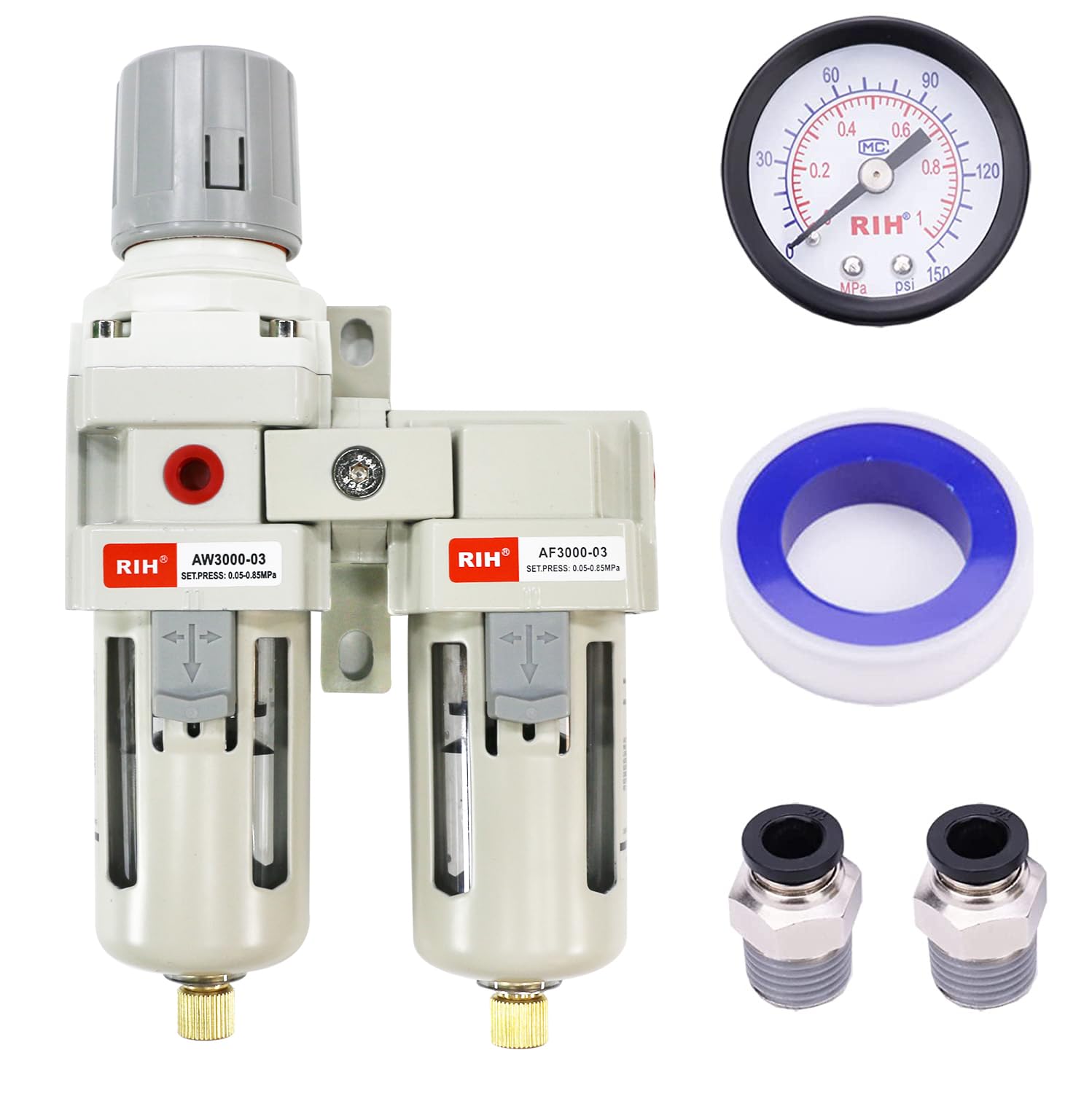 RIH Air Dryer System - 3/8”NPT Double Air Filters-5 Micron Particulate ...