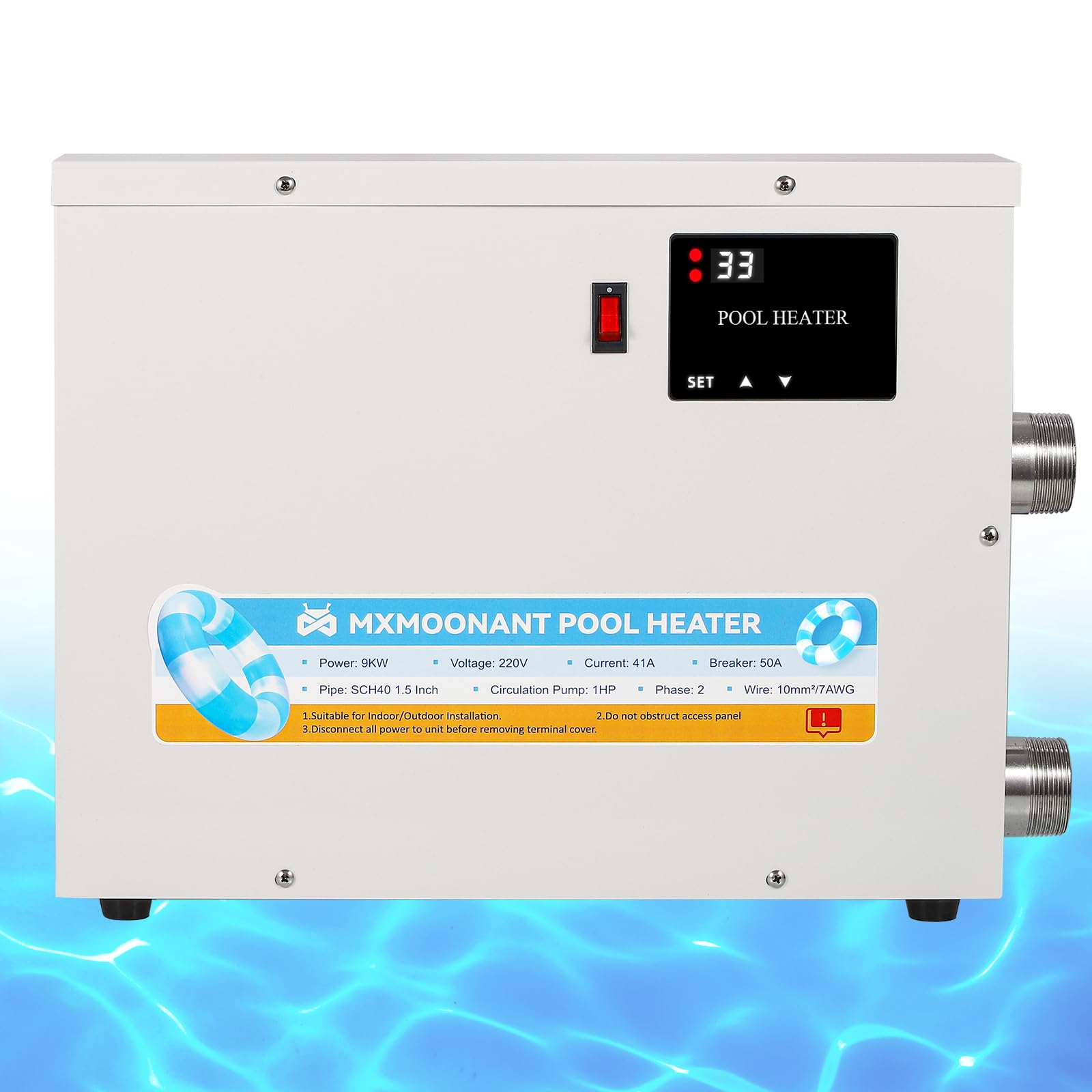 Mxmoonant Pool Heater 11KW 220V, Electric Swimming Pool Heaters Hot Tub ...