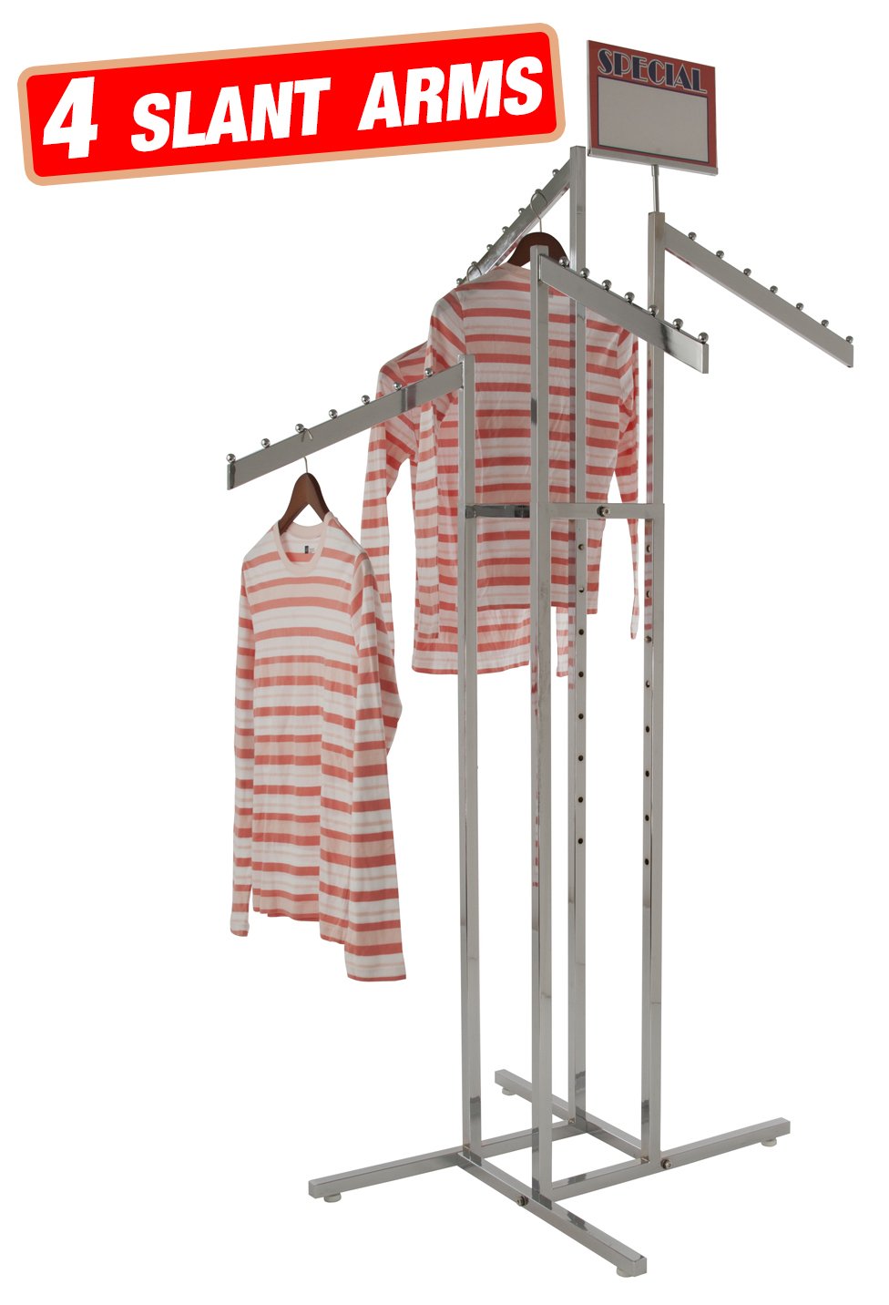 Chrome 4-Way Square tubing Slant Arm Garment Rack Clothing Racks ...