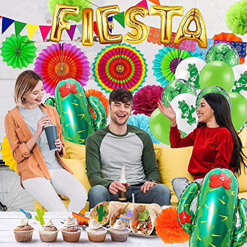 Party Decorations 8-Piece Taco - Mexican Fiesta Banner & Paper Fans For ...