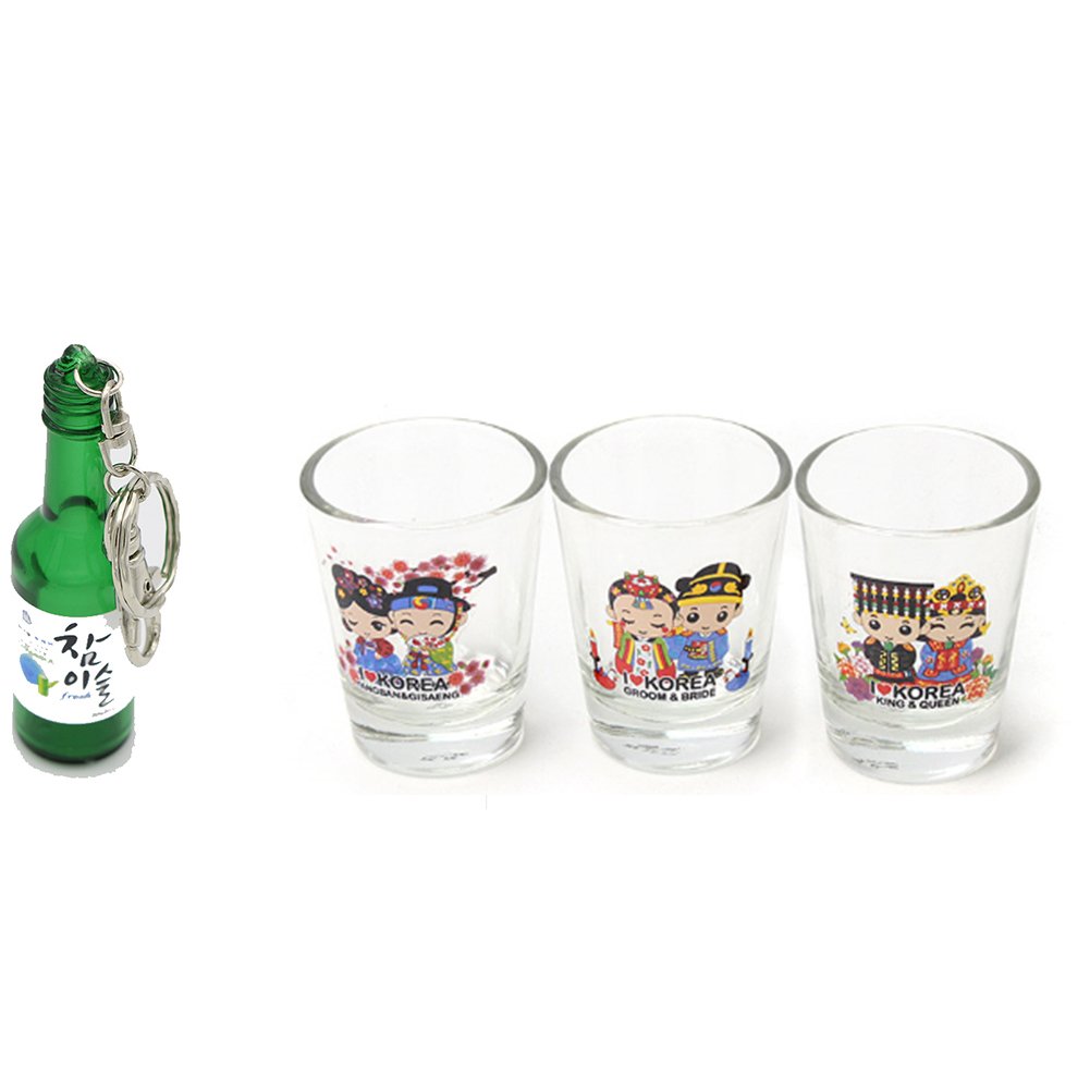 Amazon.com | Korean Soju Shot Glass Set Traditional Painting with Soju ...