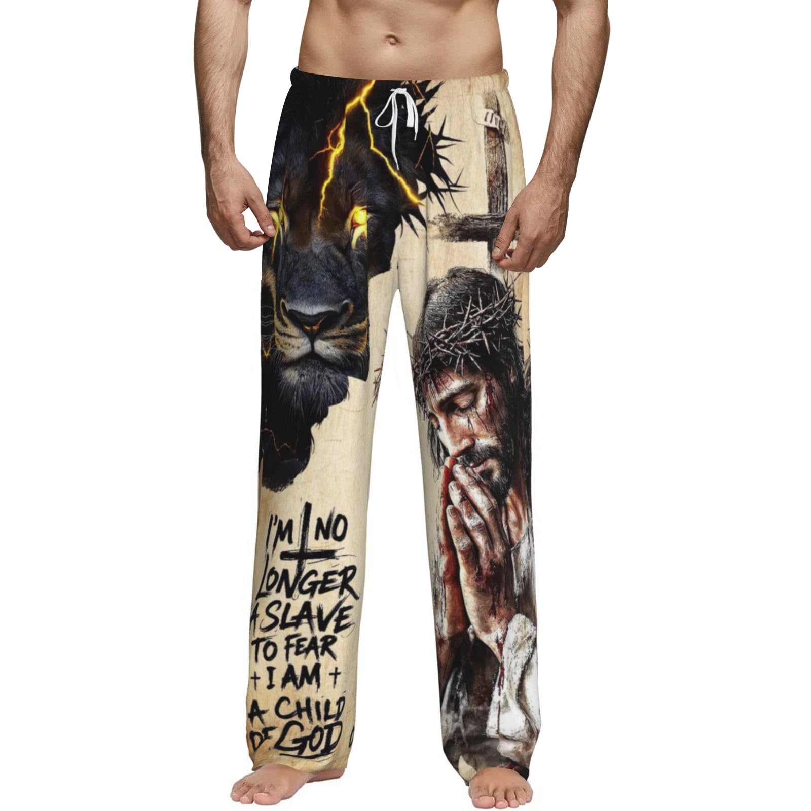Nebcog Cool 3D Lion Men's Pajama Pants Christian Bible for jesus Lounge ...