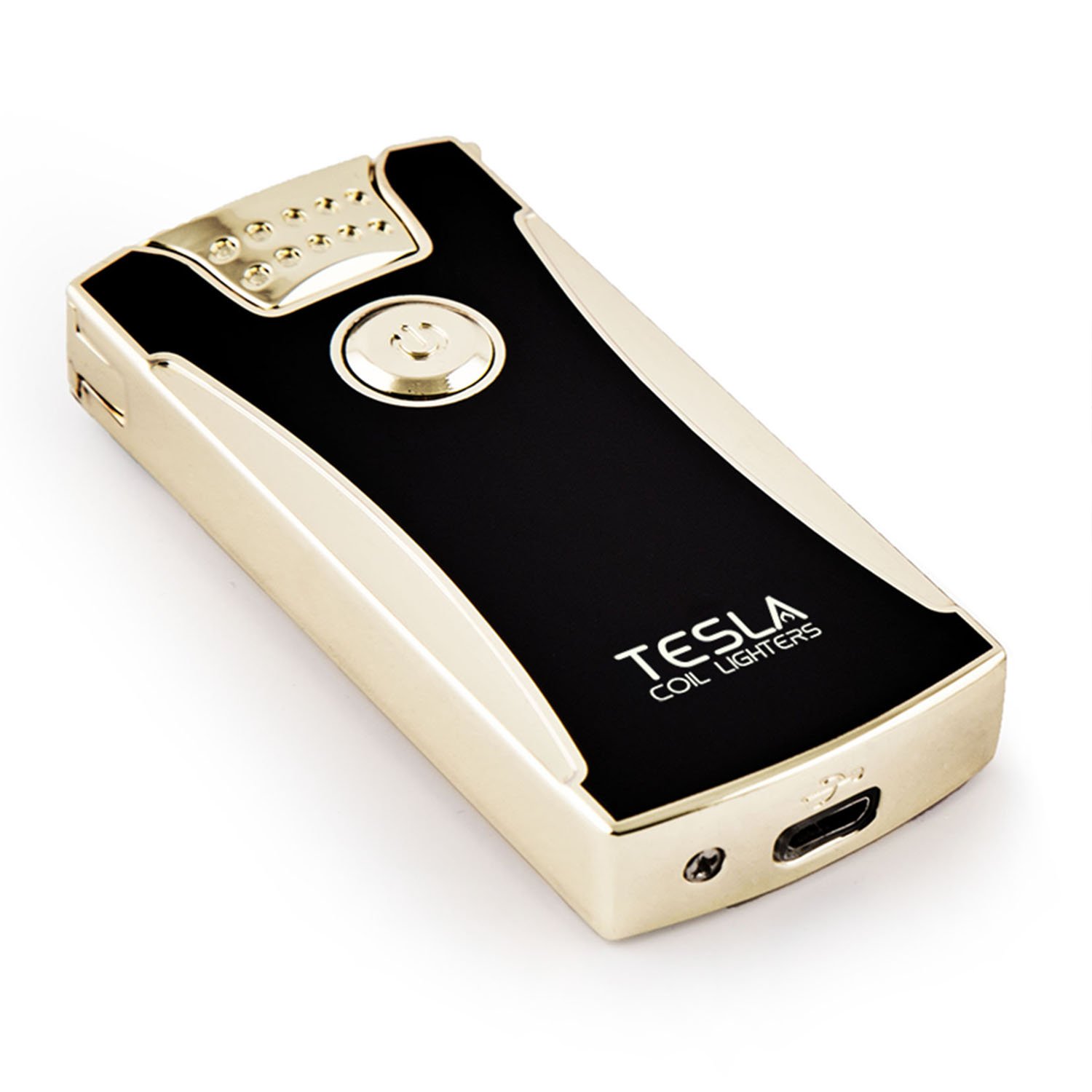 Tesla Coil Lighters USB Rechargeable Windproof Dual Arc Lighter (Gold ...