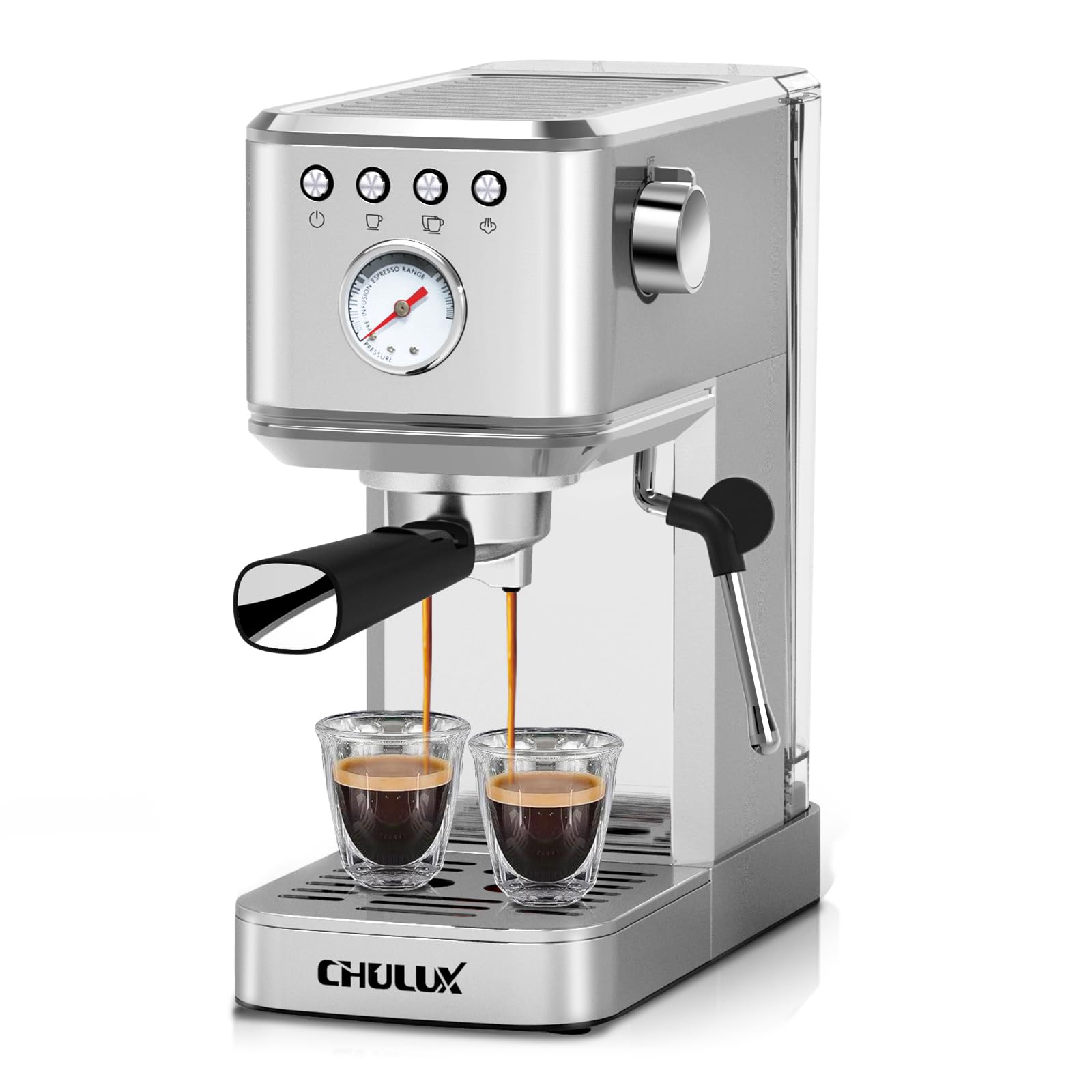 CHULUX Slim Espresso Machine with Milk Frother Steam Wand, 20 Bar ...
