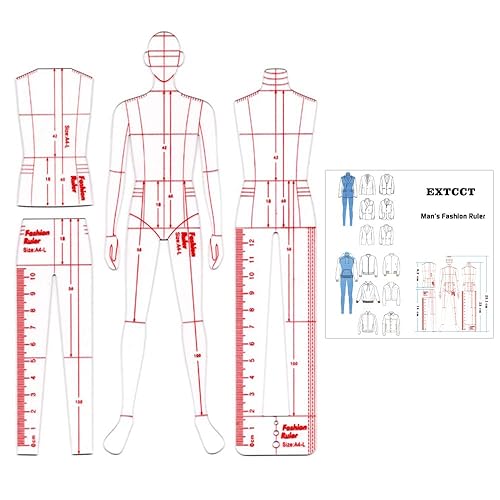 EXTCCT Man's Fashion Illustration Ruler, Drawing Template Ruler Set ...
