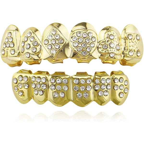 Grillz For Men Hip-Hop 18K Gold Teeth Grillz Grills Inlaid With Shiny ...