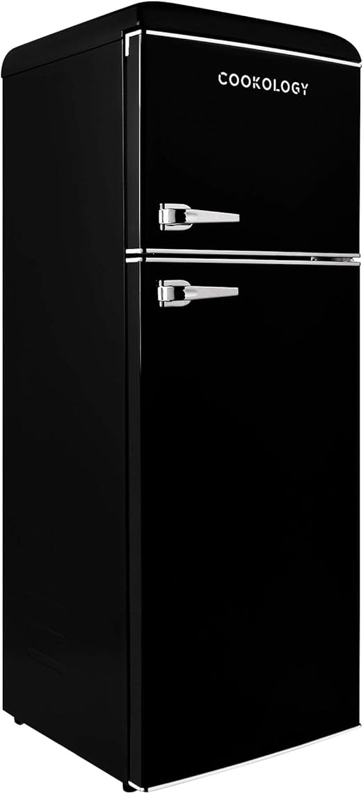 Cookology 1950's Retro Fridge Freezer 148cm High x 55cm wide (Black ...
