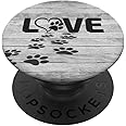 Amazon.com: Black Dog Paw print tracks heart love On Gray look PopSockets Swappable PopGrip ...