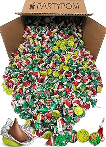 Hershey's Christmas Kisses Grinch Milk Chocolate Candy, Bulk 5 Lbs ...