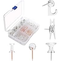 Amazon.com: Clear Push Pins Set, 5 Styles 125-count Thumb Tacks Map Pins, Steel Point and Clear ...