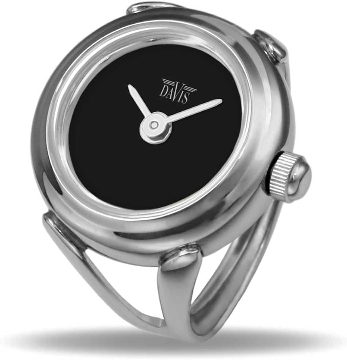 Amazon.co.jp： リングウォッチ DAVIS(デイビス)-4185 シルバー×ブラック: 腕時計