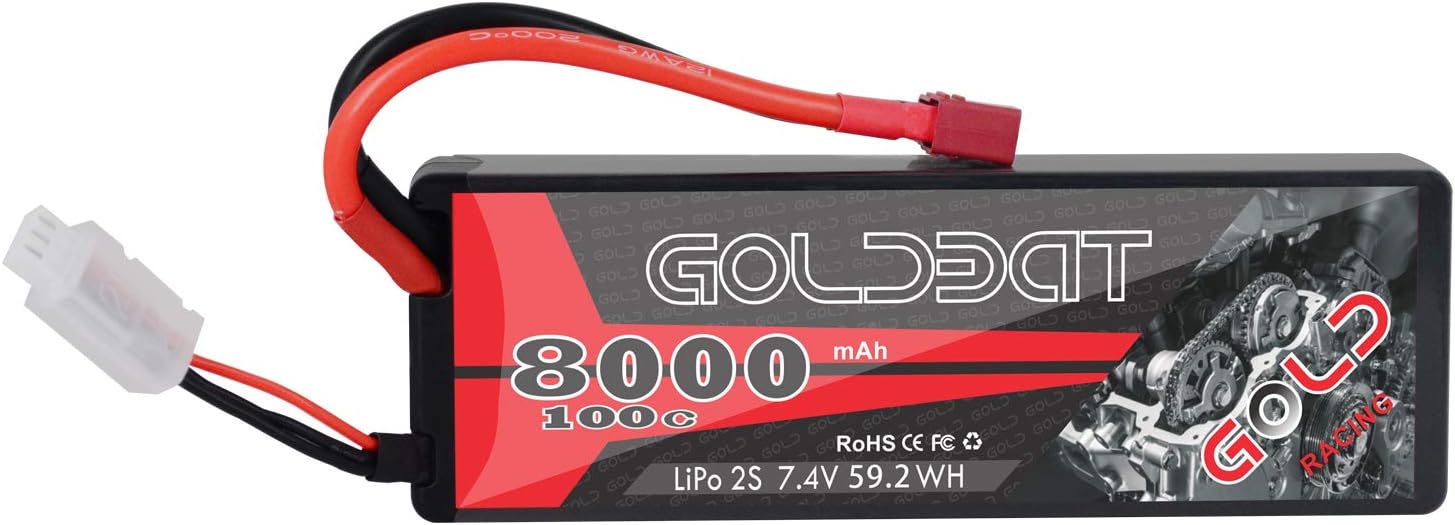 GOLDBAT RC Batterie 8000 mAh 7.4 V 2S 100C LiPo Akku Pack mit Deans ...