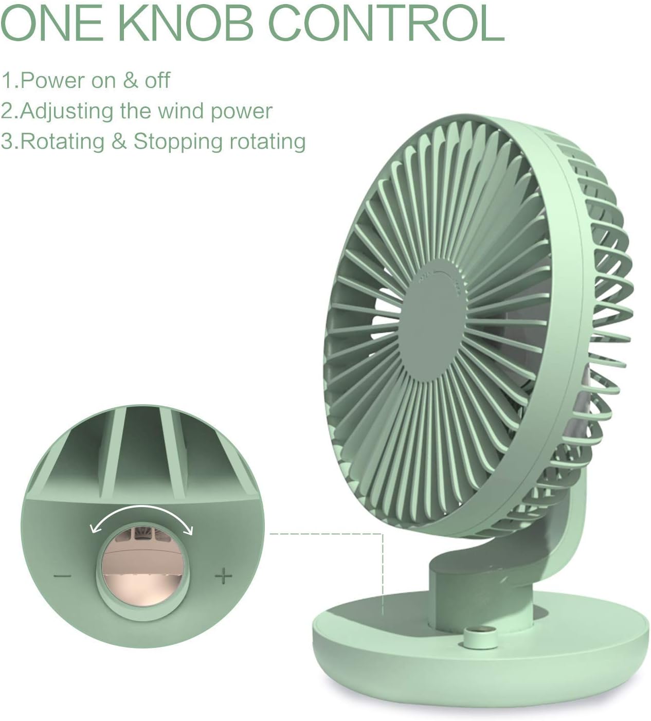 SmartDevil Oscillating Desk Fan, Battery Operated Table Fan, Fan with ...