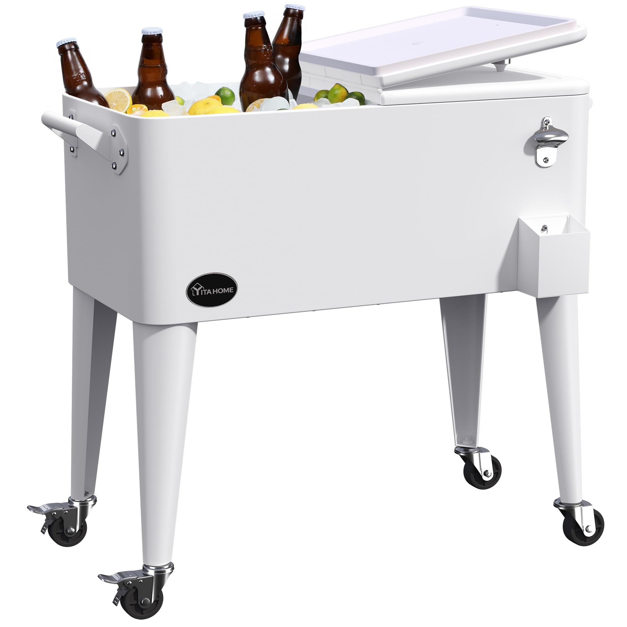 YITAHOME 80 Quart Rolling Cooler Cart with Bottle Opener Drainage ...