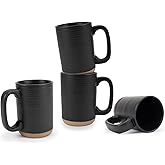 Amazon.com: Elanze Designs Raw Clay Bottom Black 13 ounce Ceramic Coffee Mugs Set of 4 : Home ...