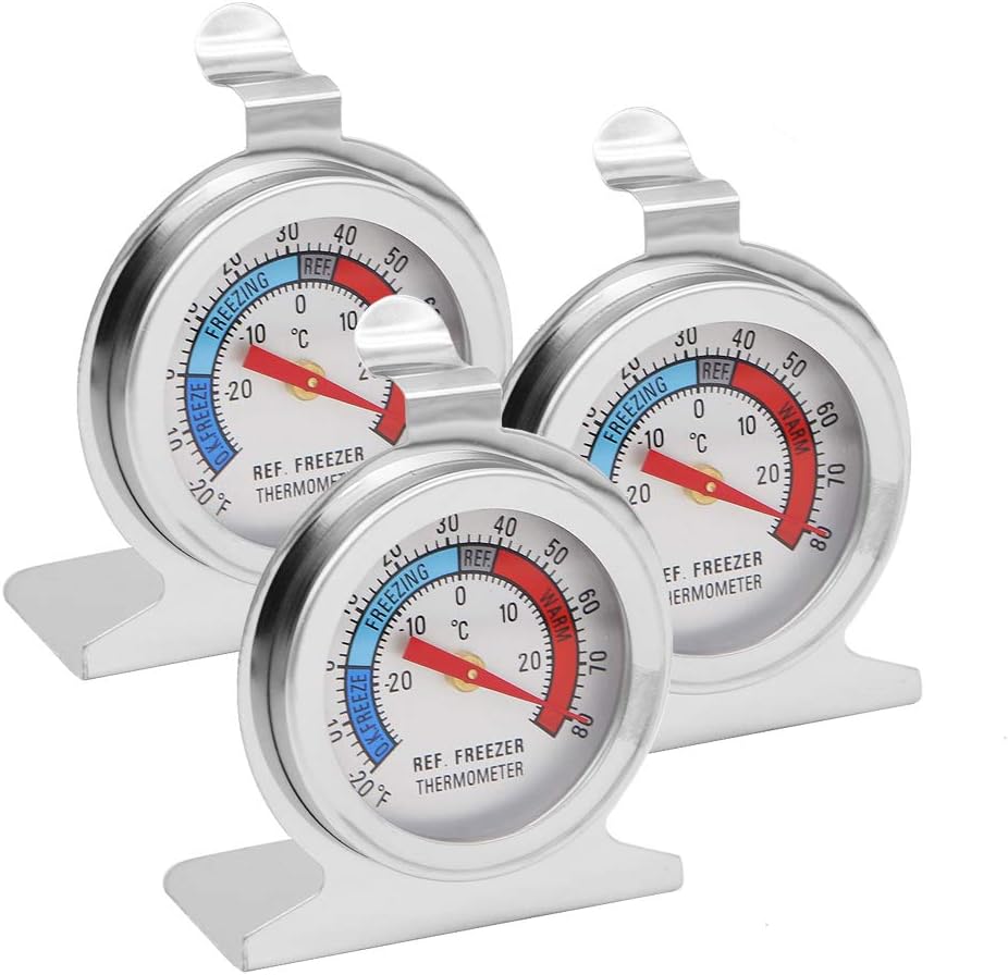 Lot de 3 thermomètres de réfrigérateur, grand cadran en acier ...