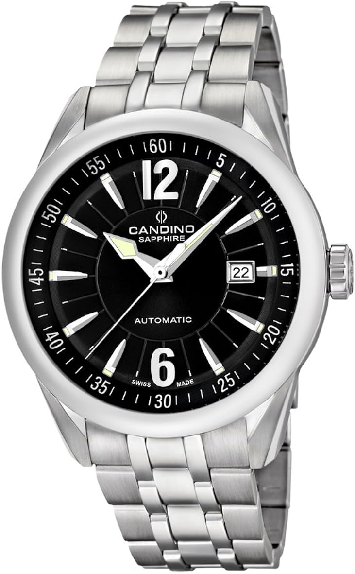 Candino Men's Automatic Watch with Black Dial Analogue Display and ...