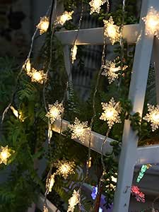 40 LED String Lights 19.6FT Snowflake Lights, Christmas Snowflake ...