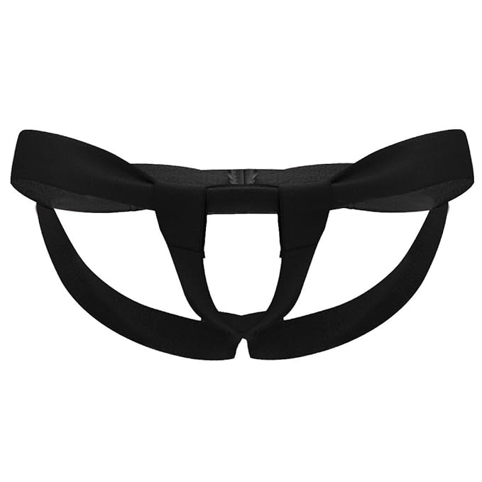 CHICTRY Men's Lingerie Stretch Open Pouch G-String Underwear with Enhancing Strap Black One Size ...