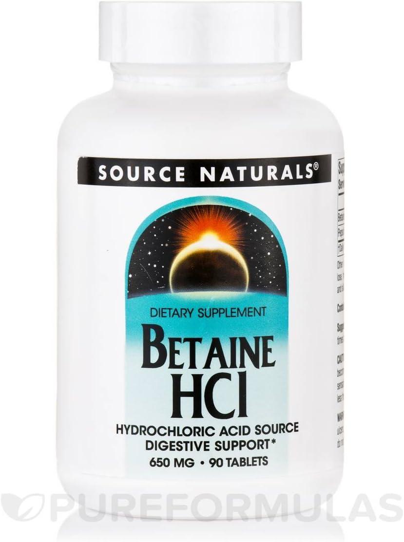 Amazon.com: Betaine HCL 650mg Source Naturals, Inc. 90 Tabs: Health ...
