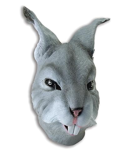 YOUTUMALL Realistic White Rabbit Mask Full Face Head Latex Rabbit Mask ...