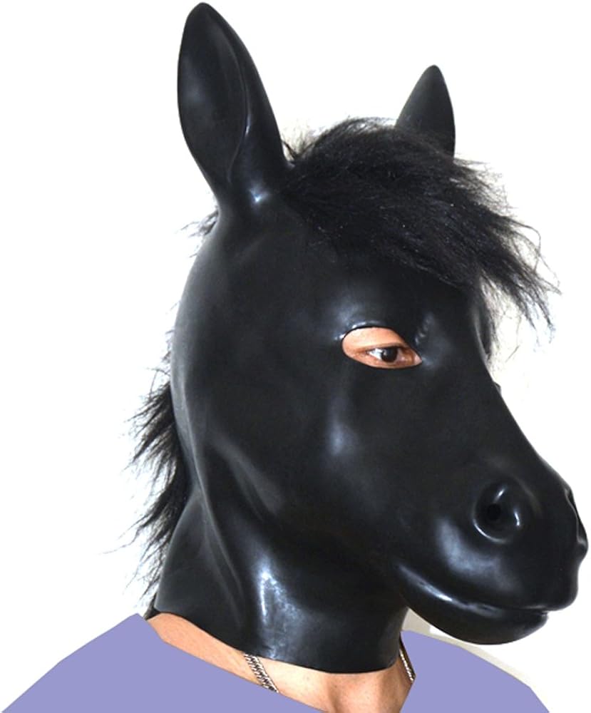 EXLATEX Latex Hood Pferd Tier Gummi Maske Fetisch Zubeh?r mit Rei ...