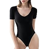 Amazon.com: MANGOPOP Zipper V Neck Sleeveless Short Sleeve Long Sleeve Bodysuit for Women Tops T ...