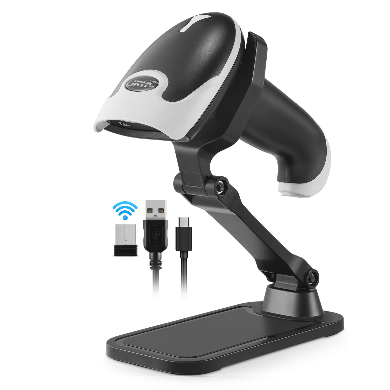 Mua Bluetooth Barcode Scanner with Stand, JRHC 1D 2D pdf417 QR Code Scanner 3 in 1 Bluetooth & 2 ...