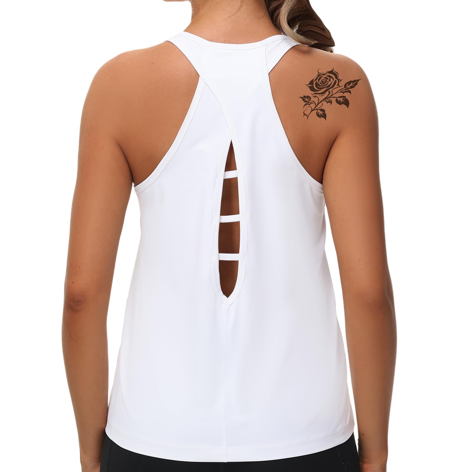 KOWSPORT Womens Tank Tops Open Back Workout Tops Racerback Tank Tops ...