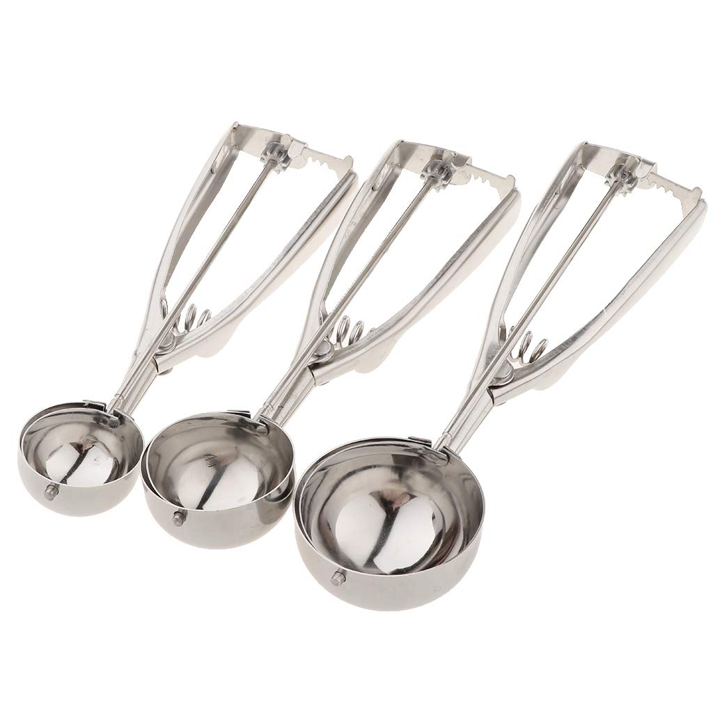 Set of 3 Cookie Scoop for Baking, Stainless Steel Ice Cream Scoops ...