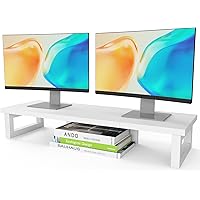 White Monitor Stand Riser-2 Pack,Wood 2 Tier Adjustable Monitor Stand ...